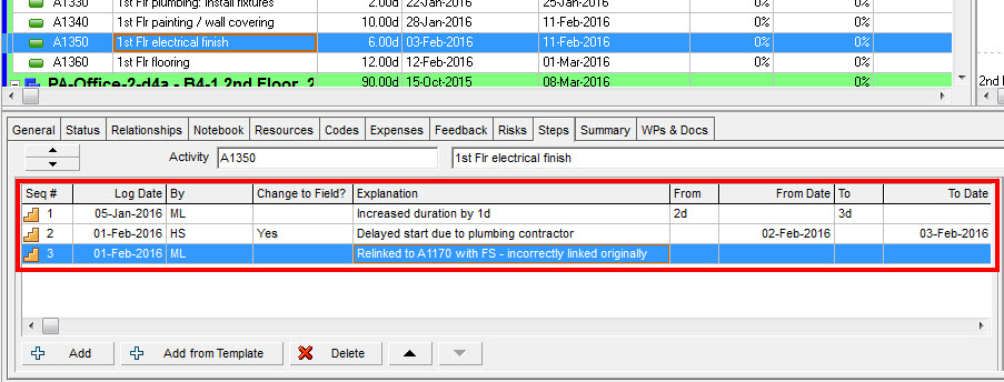 Hack A Primavera P6 Change Log from Activity Steps